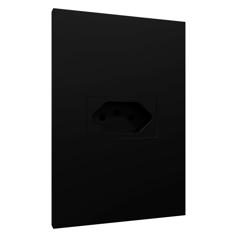 Conjunto Recta Black 2X4 1 Tomada 10A 2P+T Horizontal Satin - Acquafort Conjunto Recta Black 2X4 1 Tomada 10A 2P+T Horizontal Satin - Acquafort